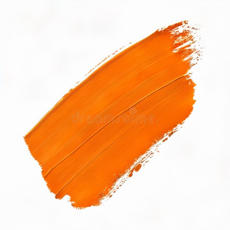 Orange Brush Stroke Isolated on White Background. Abstract Hand Drawn ...