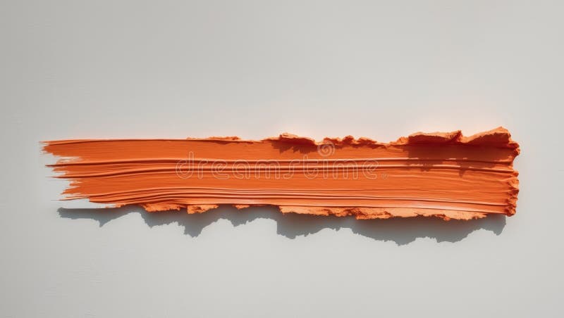 Orange Brushstroke with Distinct Horizontal Lines and Textured Edges ...