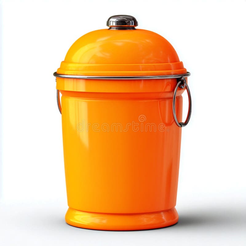 Orange Bucket with Lid on a White Surface in Studio Setting Stock ...