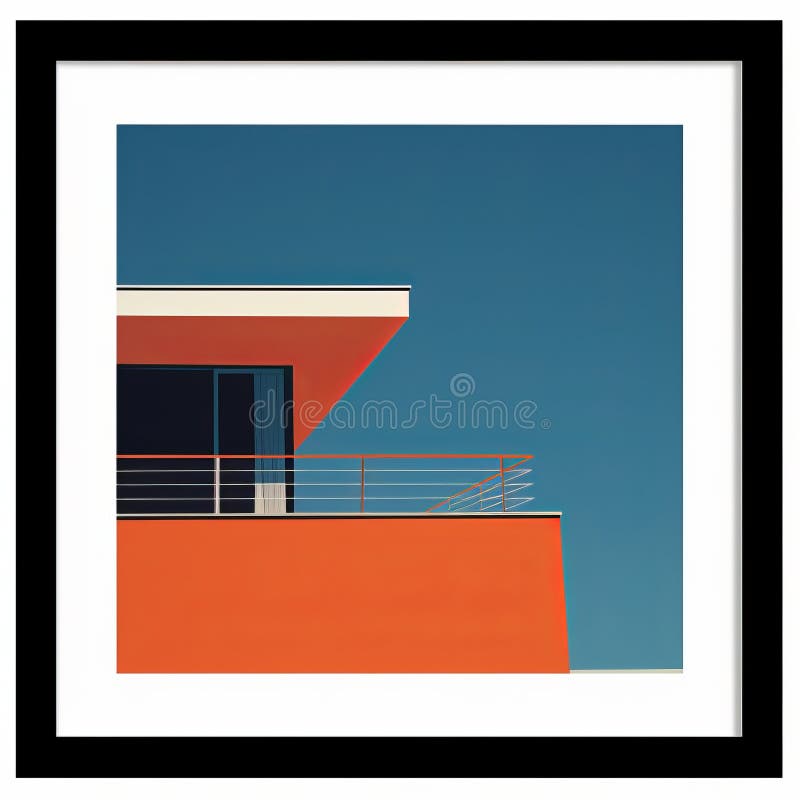 An Orange Building with a Blue Sky in the Background Stock Illustration ...