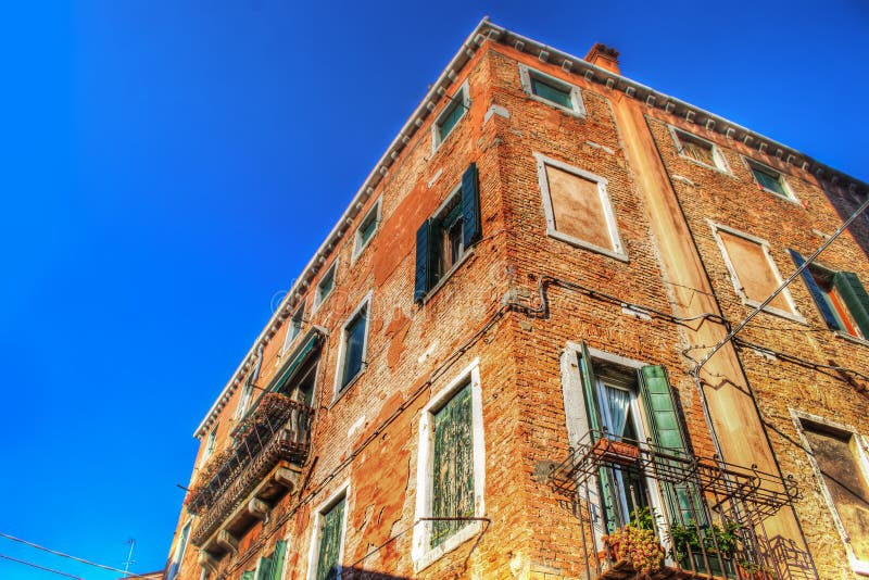 Orange Building with Brick Facades in Venice Stock Photo - Image of ...