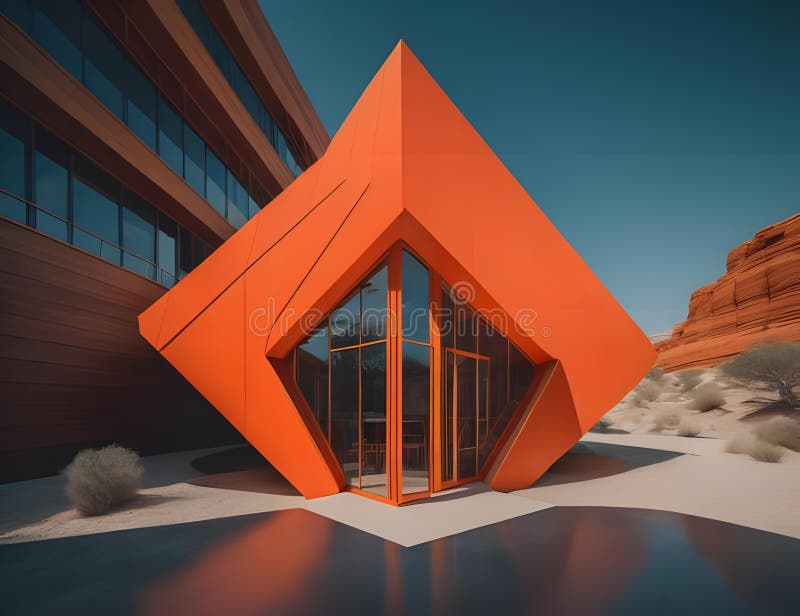 An Orange Building in the Desert with Blue Sky. Generative Ai Stock ...