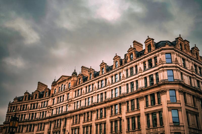 Orange building (London) stock photo. Image of tree - 369088382