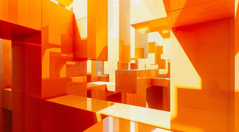 An Orange Building with a Lot of Cubes Stock Photo - Image of indoor ...