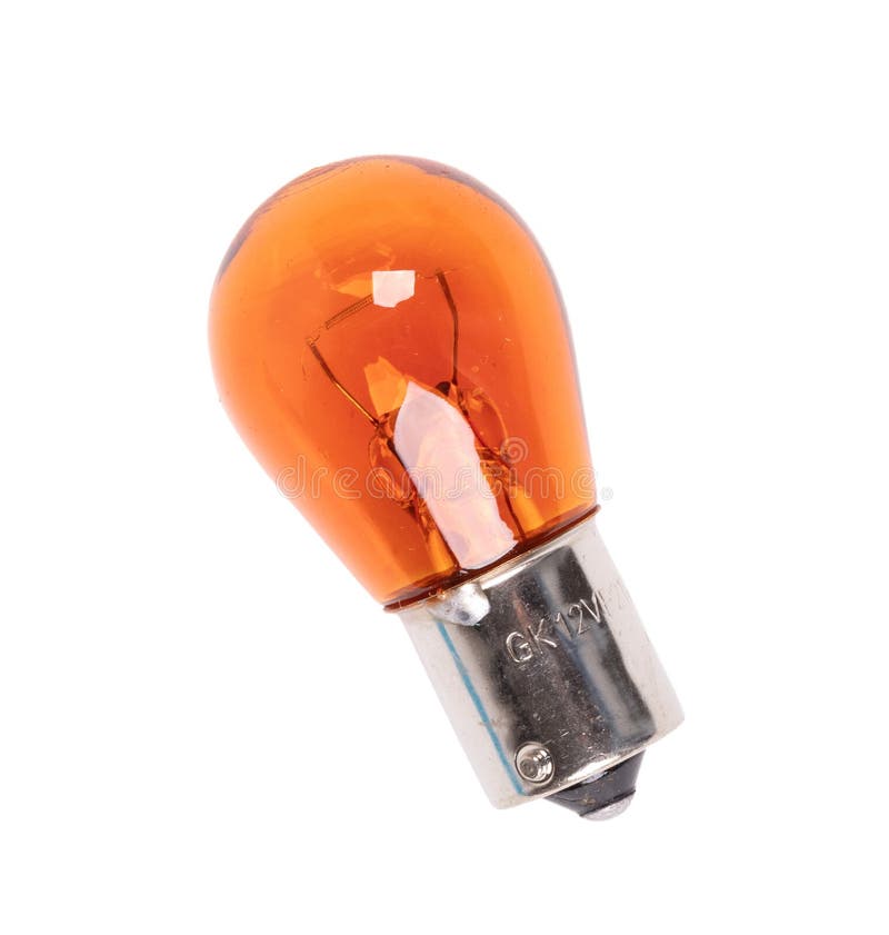Orange Bulb on a Perforated Steel Plate Stock Photo - Image of color ...