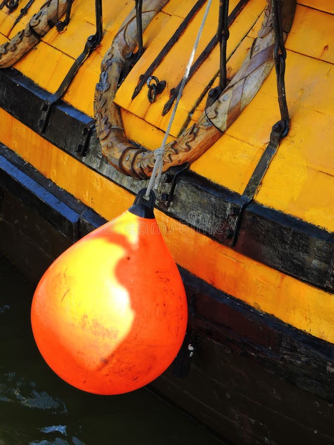 Orange Buoy on Sailing Ship Side, Lithuania Stock Photo - Image of view ...