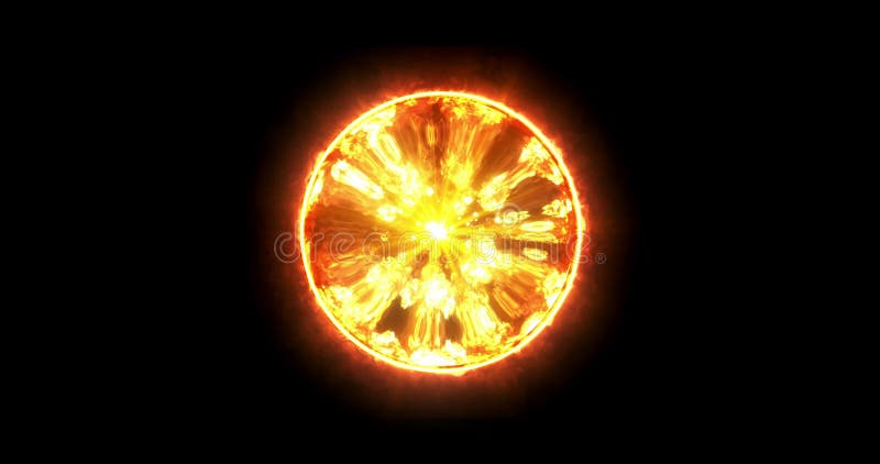 Orange Burning Magic Sphere of Fire, Energy Particle Fireball, Circular Fire Shock Waves Stock ...