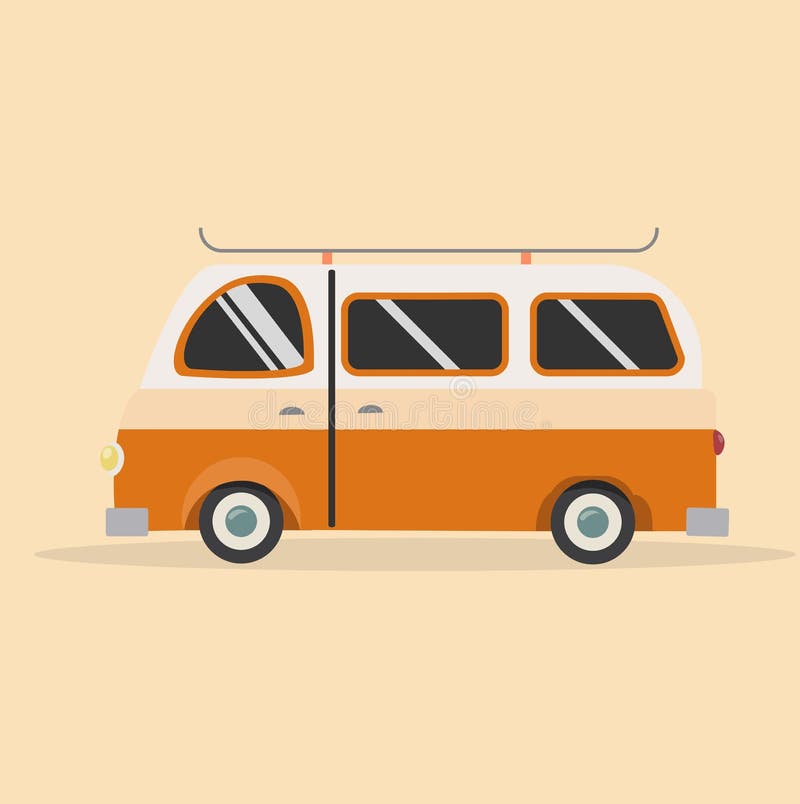 Orange Bus Vector Car Illustration Stock Vector - Illustration of ...