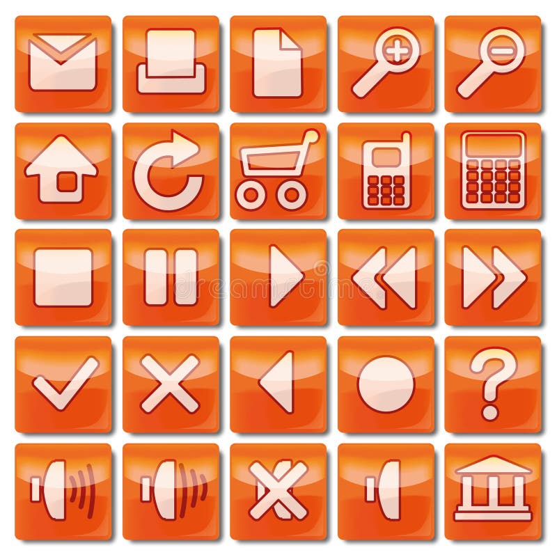 Orange web Icons 1-25 stock vector. Illustration of diagram - 111378452