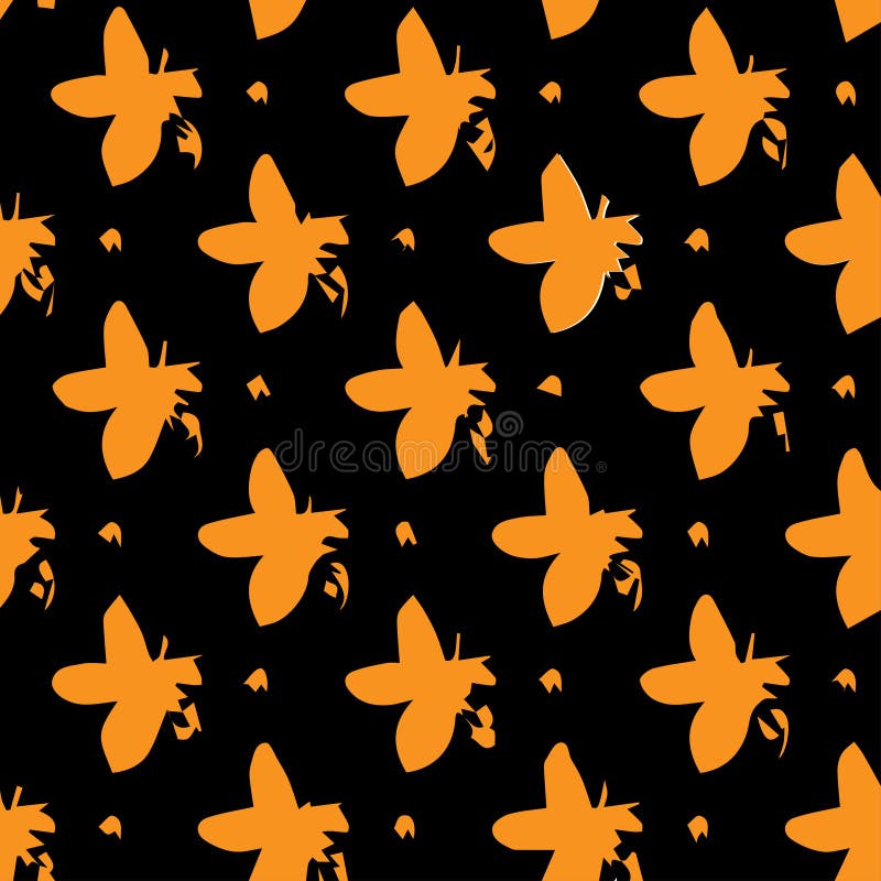 Orange Butterflies on Black Background,, Stock Vector - Illustration of ...