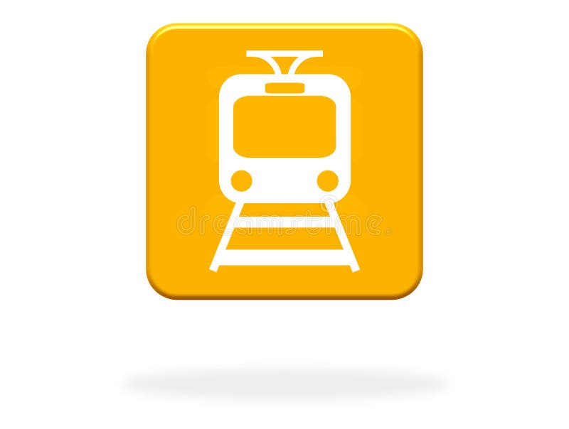 Orange Button with Train Icon - Public Transport or Train Station Stock ...