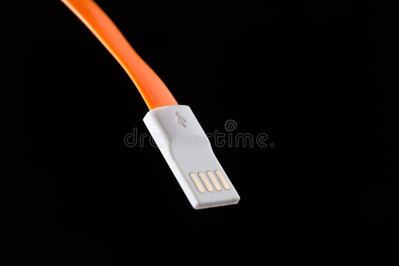 Orange Cable on Isolated Background Stock Photo - Image of information ...