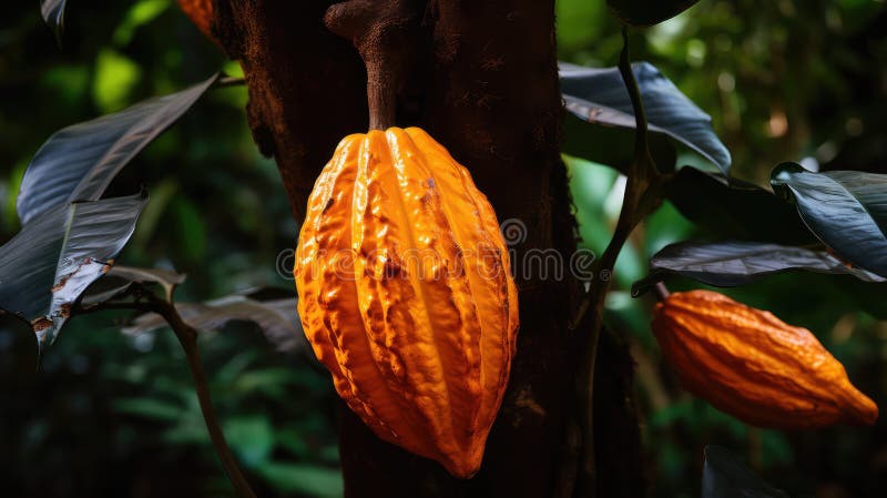 Orange cacao tree stock illustration. Illustration of shape - 339946033