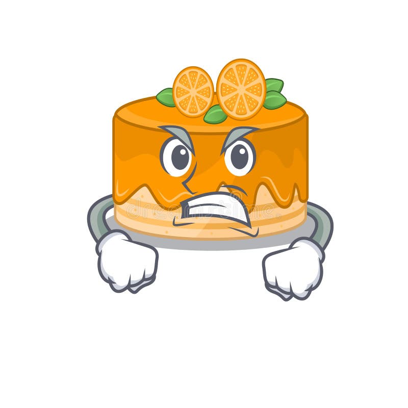 Orange Cake Cartoon Character Style Having Angry Face Stock Vector ...