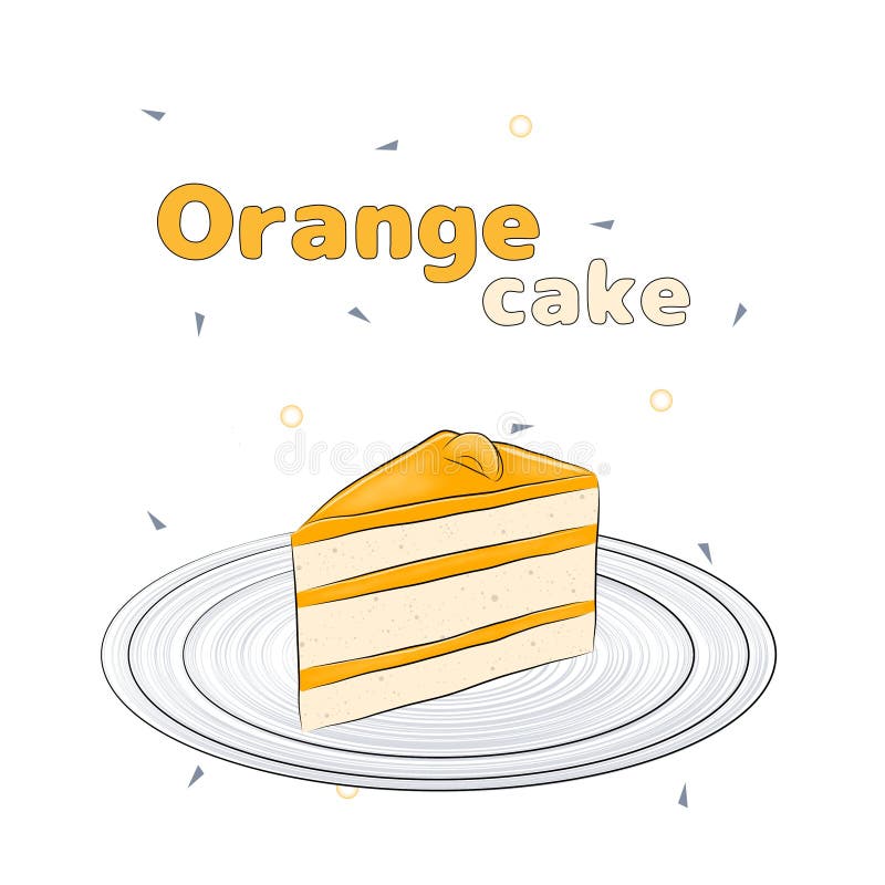 Orange Cake with Orange Color and Blue Color Drawing Illustration Stock ...