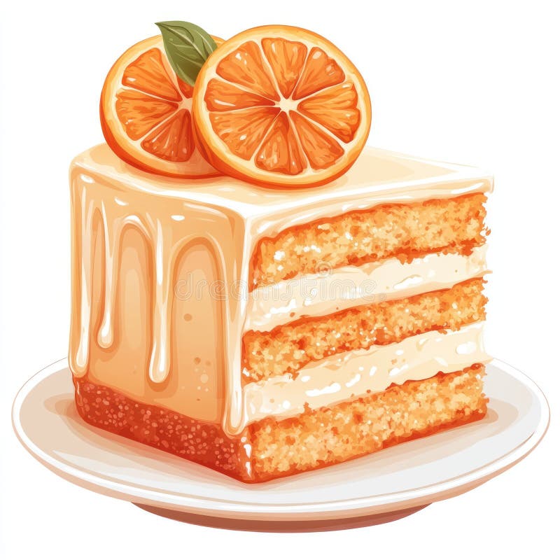 Orange Cake with Drizzle Illustration Stock Illustration - Illustration ...