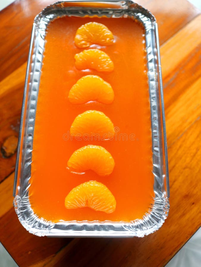Orange Cake Rectangle Shape on Wood. Stock Photo - Image of design ...