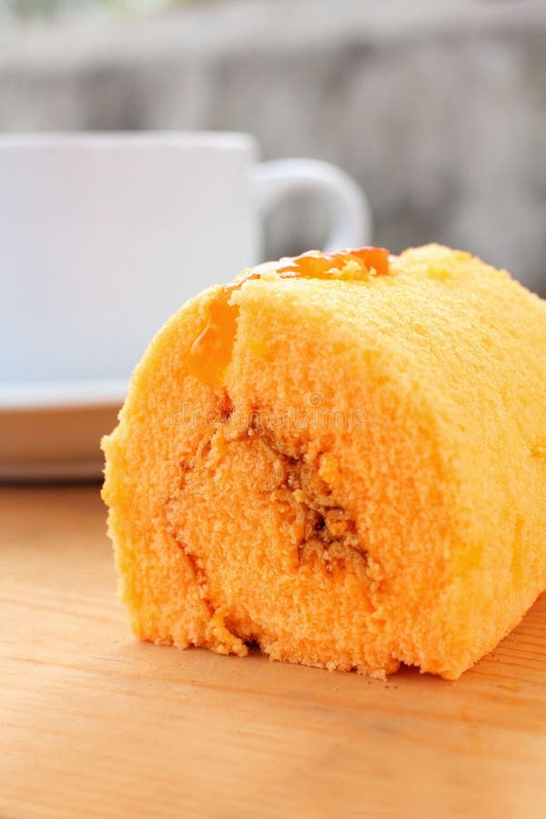 Orange cake roll stock image. Image of sugar, vanilla - 32747641