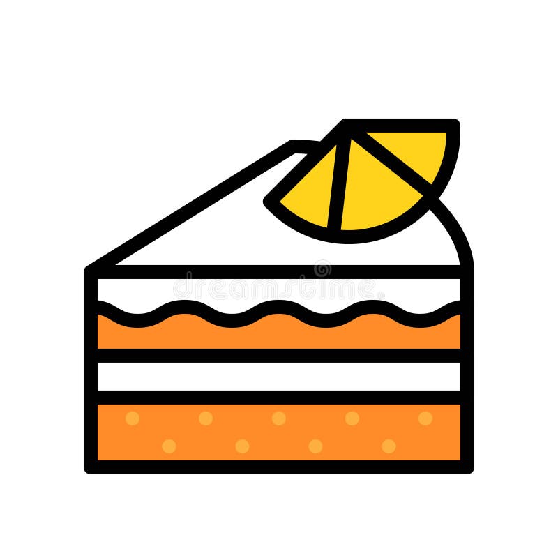 Orange Cake Vector Illustration, Filled Style Icon Stock Vector ...