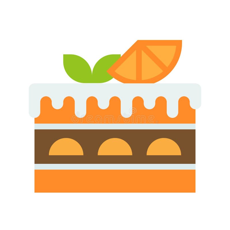 Orange Cake Vector Illustration, Flat Style Icon Stock Vector ...