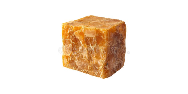 Orange Calcite Mineral Stone Cube with Natural Texture Isolated on ...