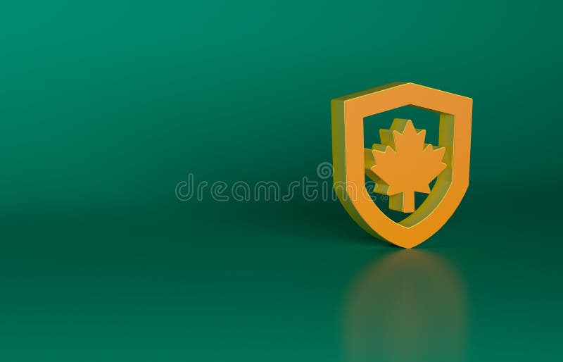 Orange Canada Flag on Shield Icon Isolated on Green Background ...