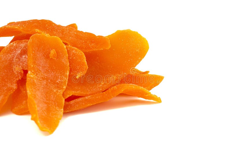 Orange Candied Mango Strips Isolated on a White Background Stock Image ...