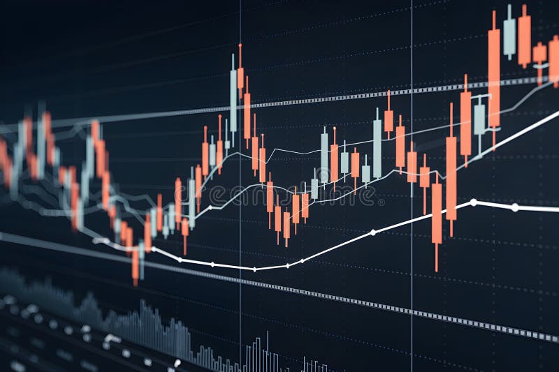 Orange Candlestick Patterns on Dark Background, Indicating Price ...