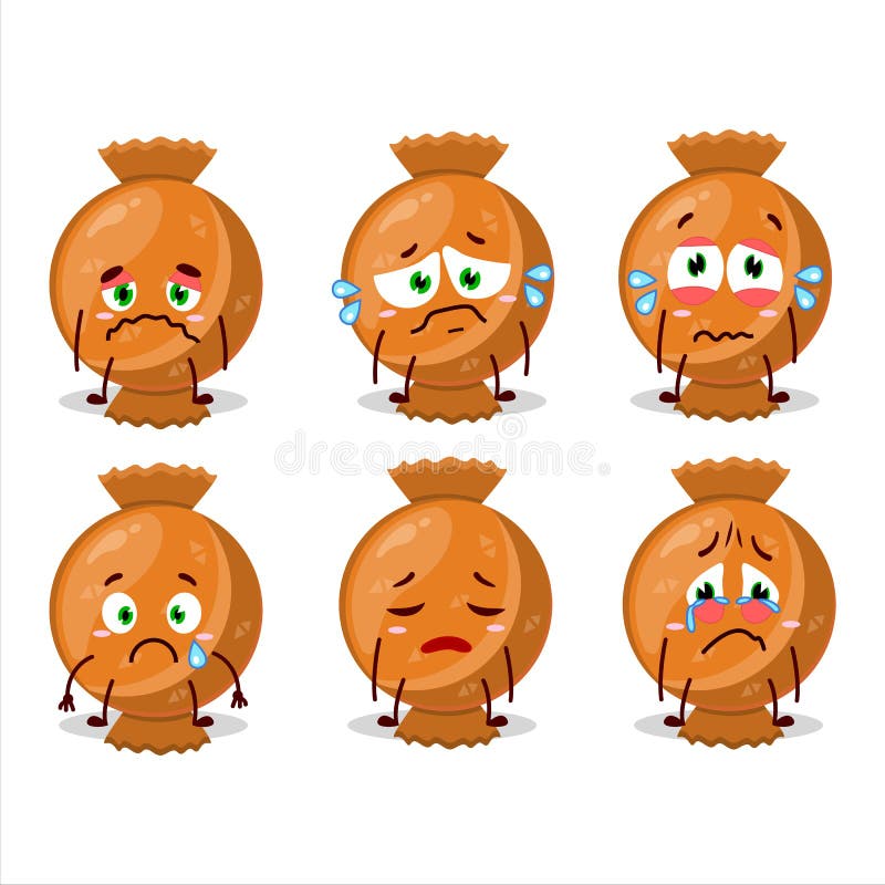 Orange Candy Wrap Cartoon Character with Sad Expression Stock Vector ...