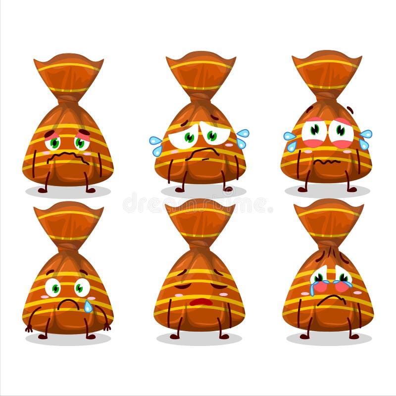 Orange Candy Wrappers Cartoon Character with Sad Expression Stock ...