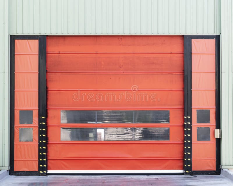 Orange Canvas Shutter Door for Warehouse Entrance Stock Photo - Image ...