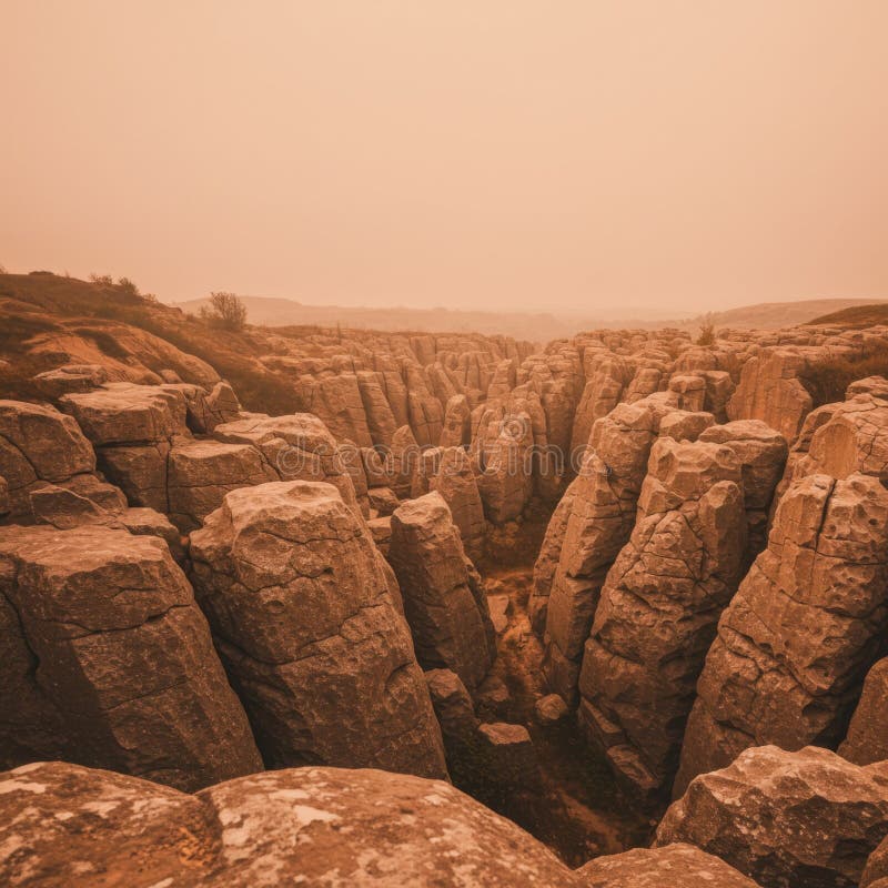 Orange Canyon Rock Formations in Arid Desert Landscape Stock ...
