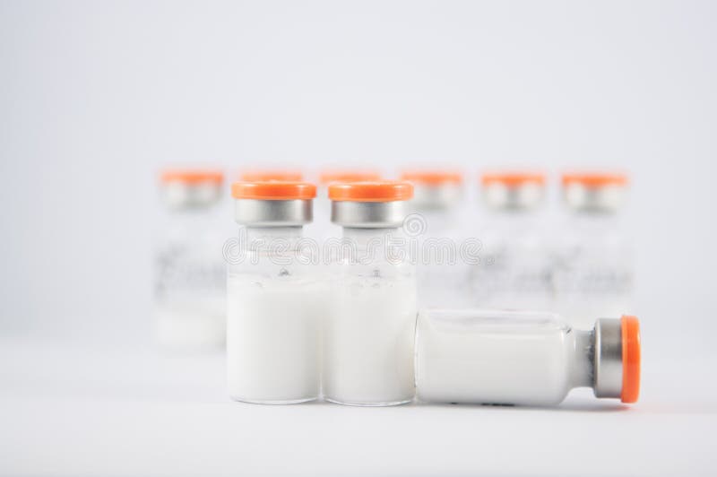 Orange Cap Injection Vials On Brown Ampule Stock Image - Image of ...