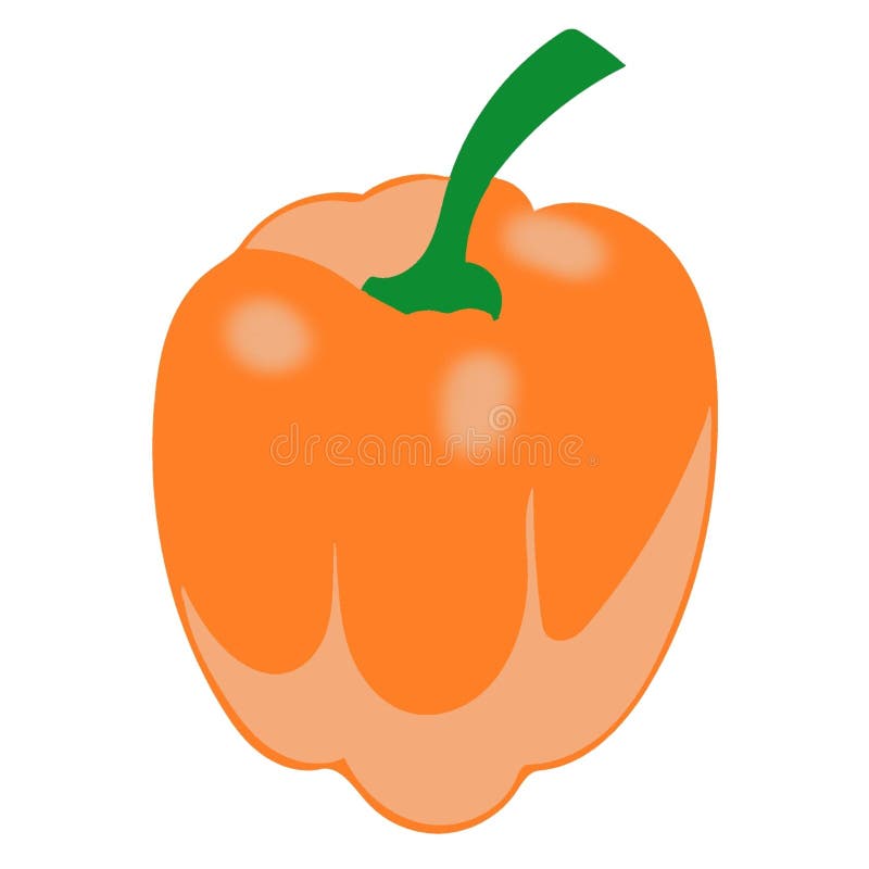 Orange Capsicum Isolated on White Background Cooking Ingredient ...
