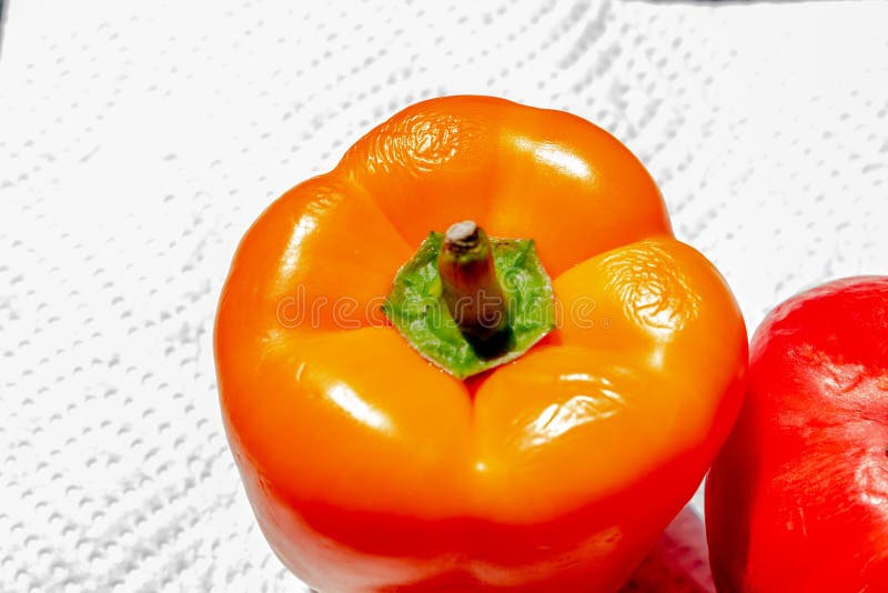 Orange Capsicum Top White Background Stock Photo - Image of eating ...