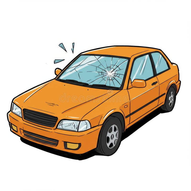 Orange Car with Broken Windshield Pixel Art Illustration Stock ...