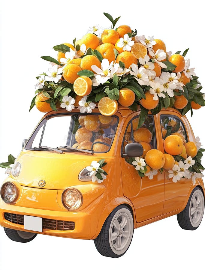 Orange Car Citrus Fruit Delivery Stock Illustration - Illustration of ...
