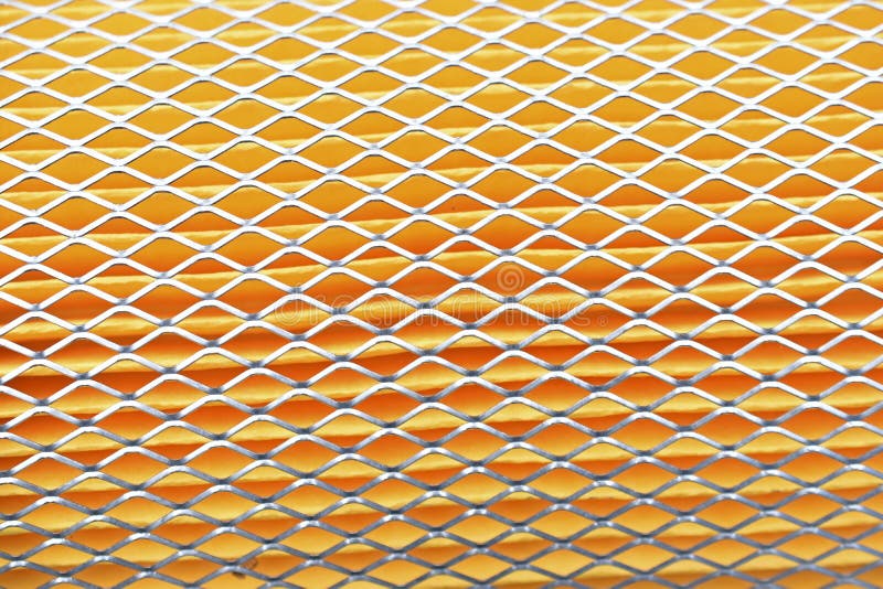 Orange Car Filter Background with Iron Grille Close-up Stock Image ...