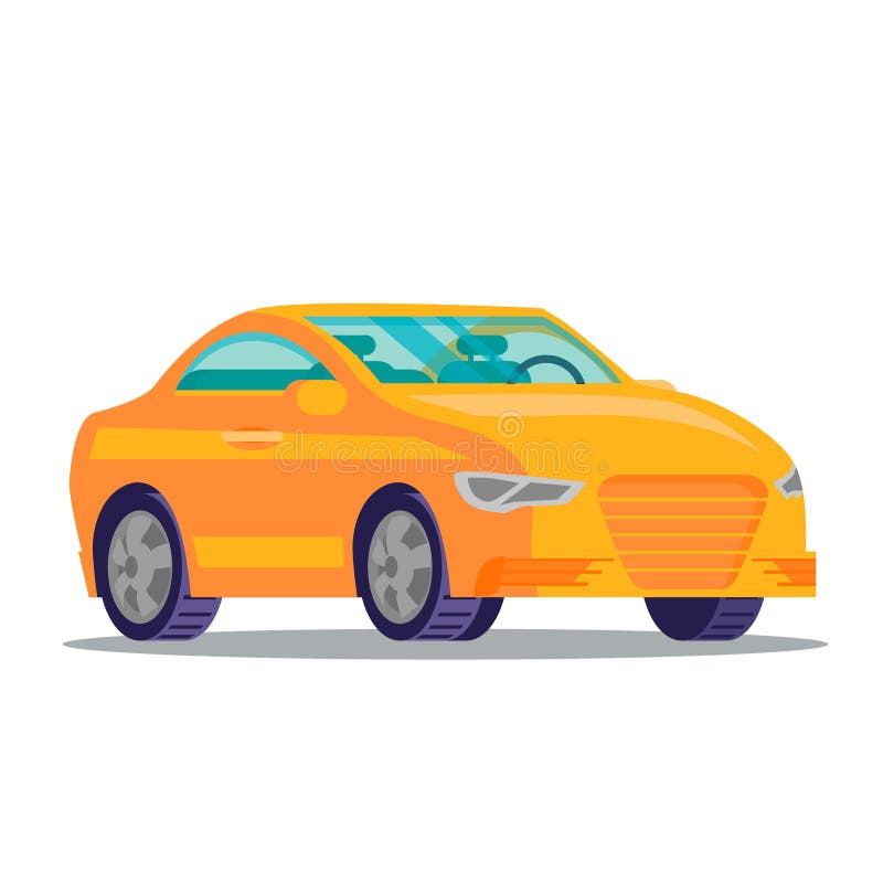 Orange Car in Flat Style. Vector Illustration Stock Vector ...