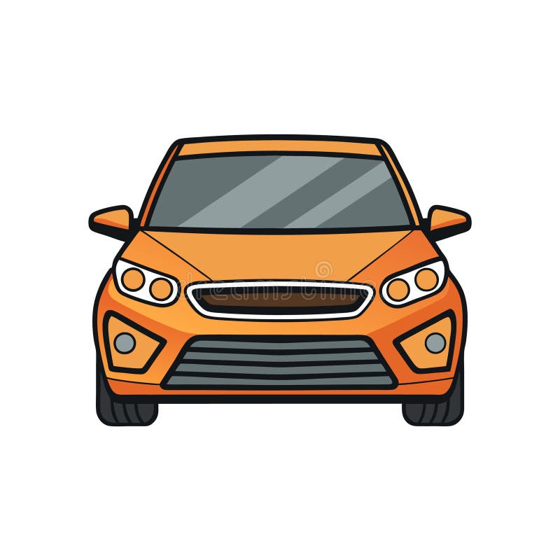 Orange Car Front View Illustration, Automotive Design Stock ...