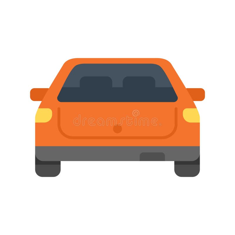 Orange Car Parking Rear View with Dark Windows Illustration Stock ...