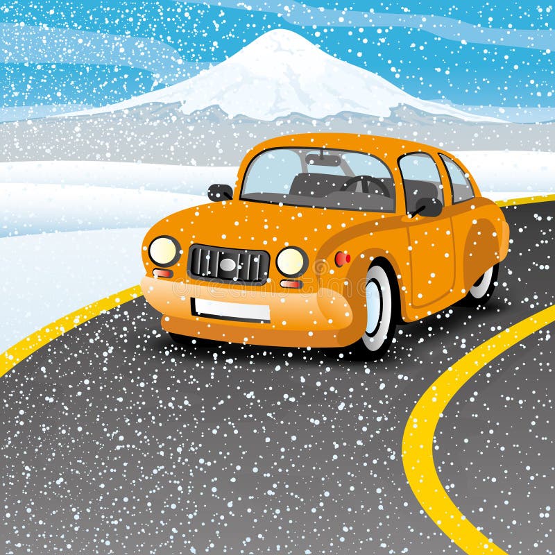 Orange car on the road. stock vector. Illustration of decoration - 46863167