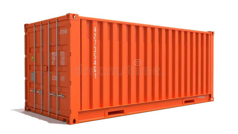 Orange Container in 3D Isolated on White. Stock Photo - Image of ...