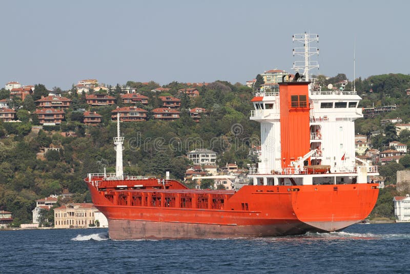 Orange Cargo Ship stock image. Image of merchandise, shipping - 81402749