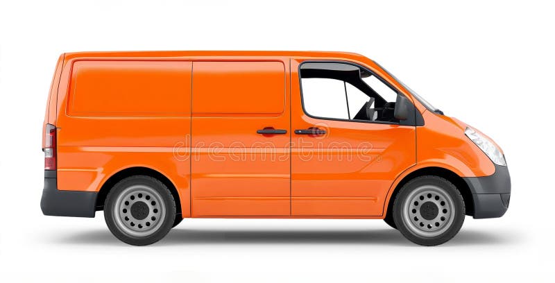 Orange Cargo Van Isolated on White Background Stock Illustration ...