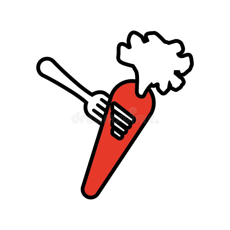 Orange carrot on fork icon stock vector. Illustration of cook - 81072272