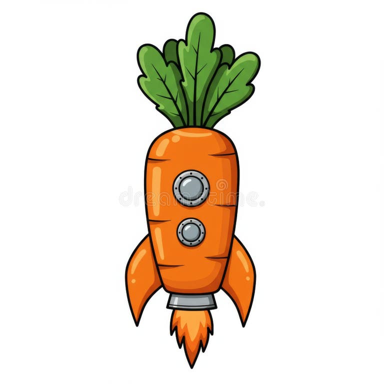 Orange Carrot Rocket Illustration Stock Illustration - Illustration of ...