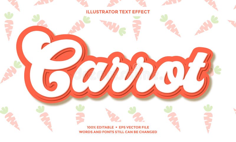 Orange Carrot Text Effect Style Design Illustrator Stock Vector ...