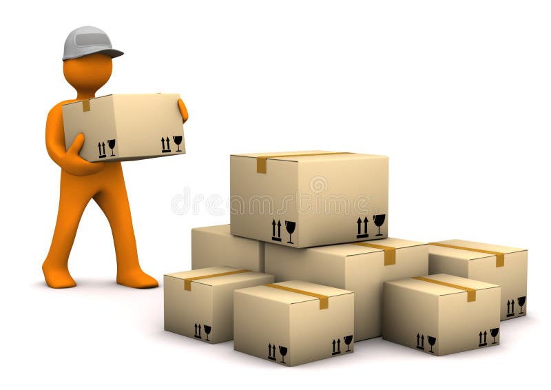 Cartoon Courier Making a Delivery Stock Vector - Illustration of guys ...