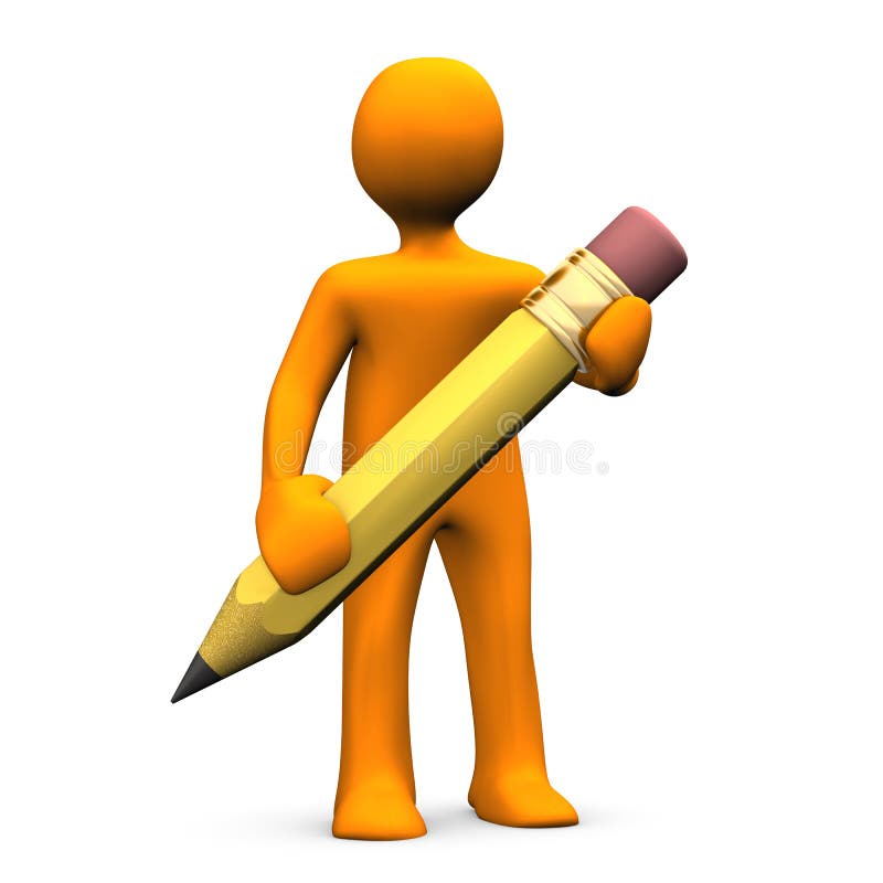 Manikin with Pencil stock illustration. Illustration of character ...